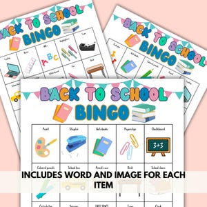 Back to School Bingo Game, 30 Printable Bingo Cards, First Day of ...