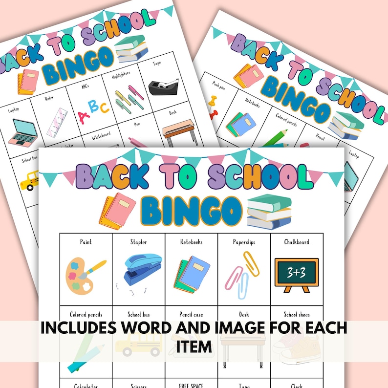 Back to School Bingo Game, 30 Printable Bingo Cards, First Day of ...