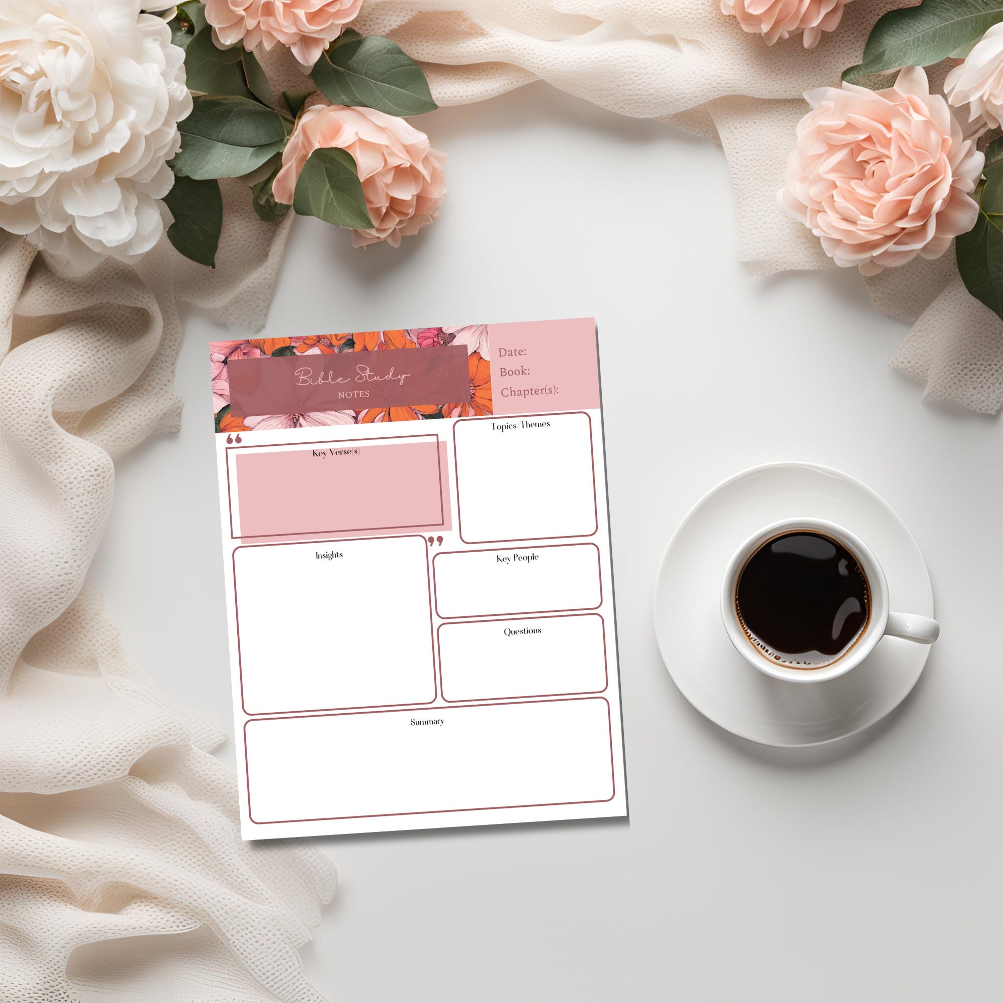 Bible Study Notes Printable, Bible Chapter Summary Template, Printable ...