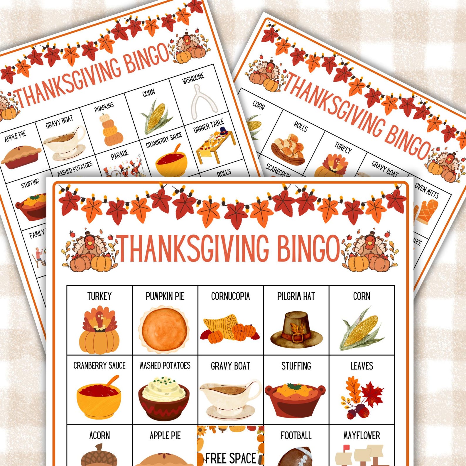 Thanksgiving Bingo Cards,30 Thanksgiving Bingo Cards,thanksgiving Game ...