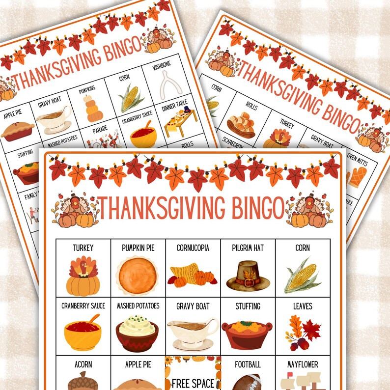 Thanksgiving Bingo Cards,30 Thanksgiving Bingo Cards,thanksgiving Game ...