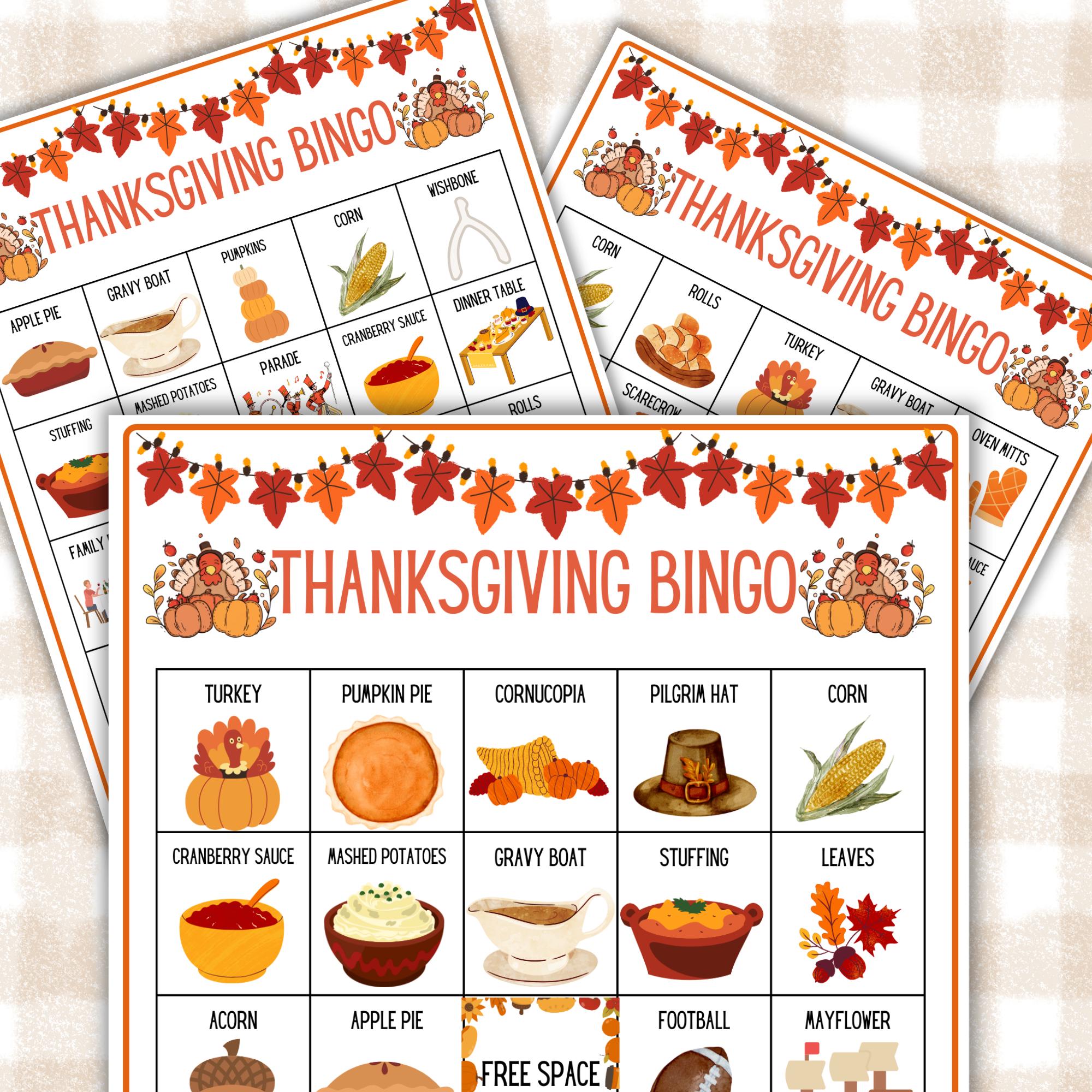 Thanksgiving Bingo Cards,30 Thanksgiving Bingo Cards,thanksgiving Game ...