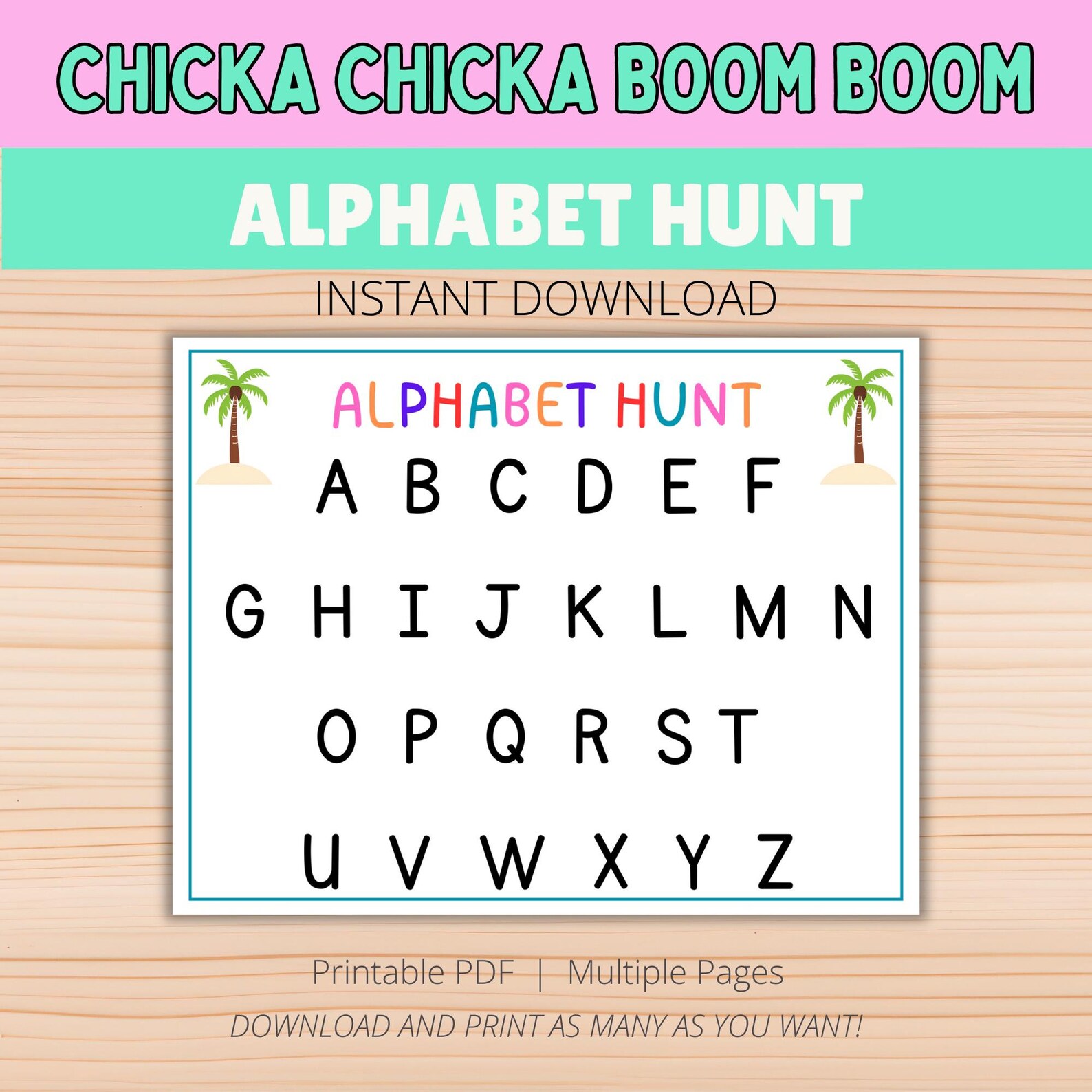 Chicka Chicka Boom Boom Alphabet Hunt Game, Printable Alphabet Hunt ...