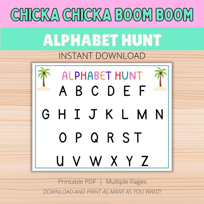Chicka Chicka Boom Boom Alphabet Hunt Game, Printable Alphabet Hunt ...