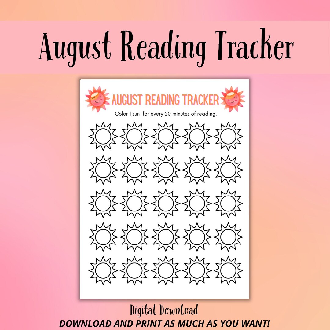August Reading Log, Kids Reading Tracker, Children's Reading Chart ...