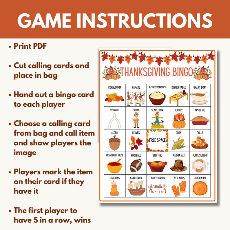 Thanksgiving Bingo Cards,30 Thanksgiving Bingo Cards,thanksgiving Game ...