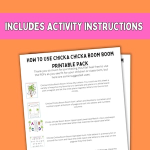 Chicka Chicka Boom Boom Printable Activities Bundle, Preschool ...