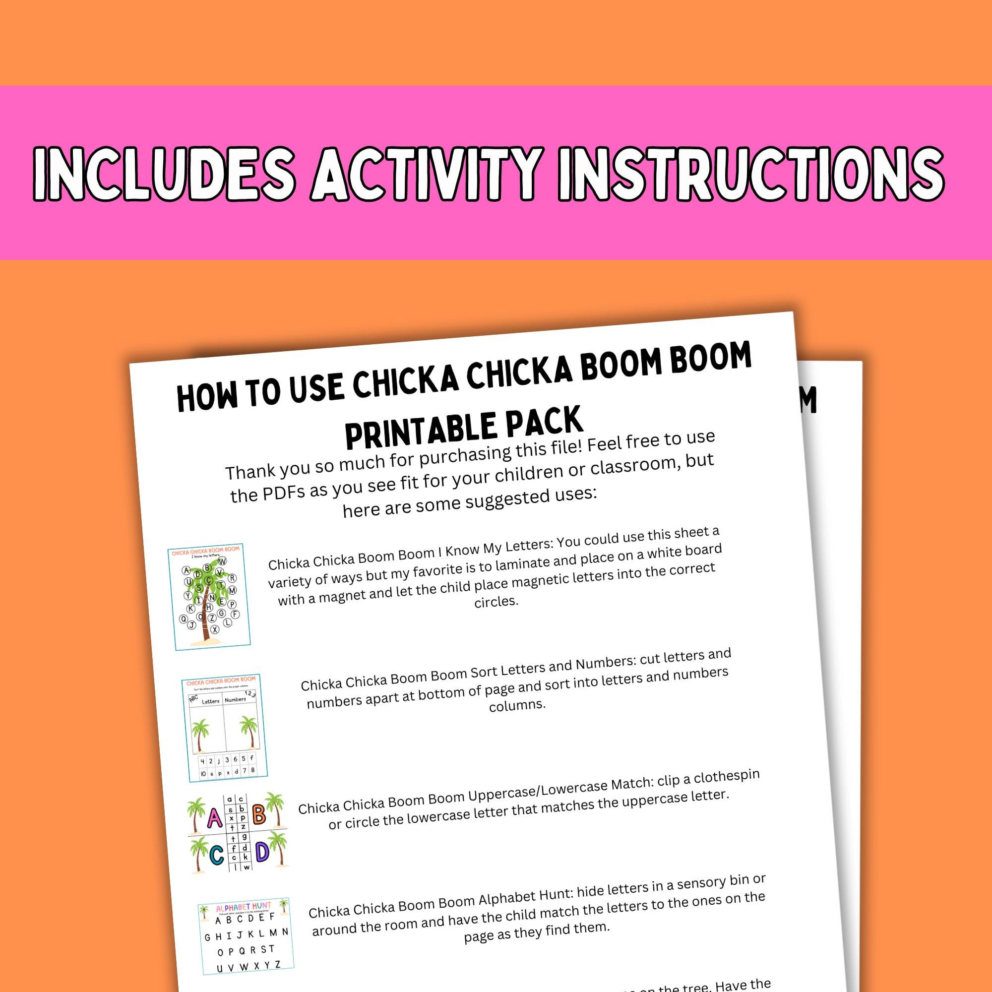Chicka Chicka Boom Boom Printable Activities Bundle, Preschool ...