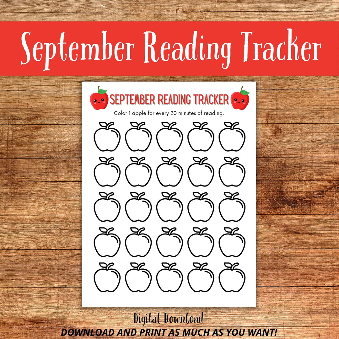 September Reading Tracker for Kids, Monthly Reading Challenge, Kids ...