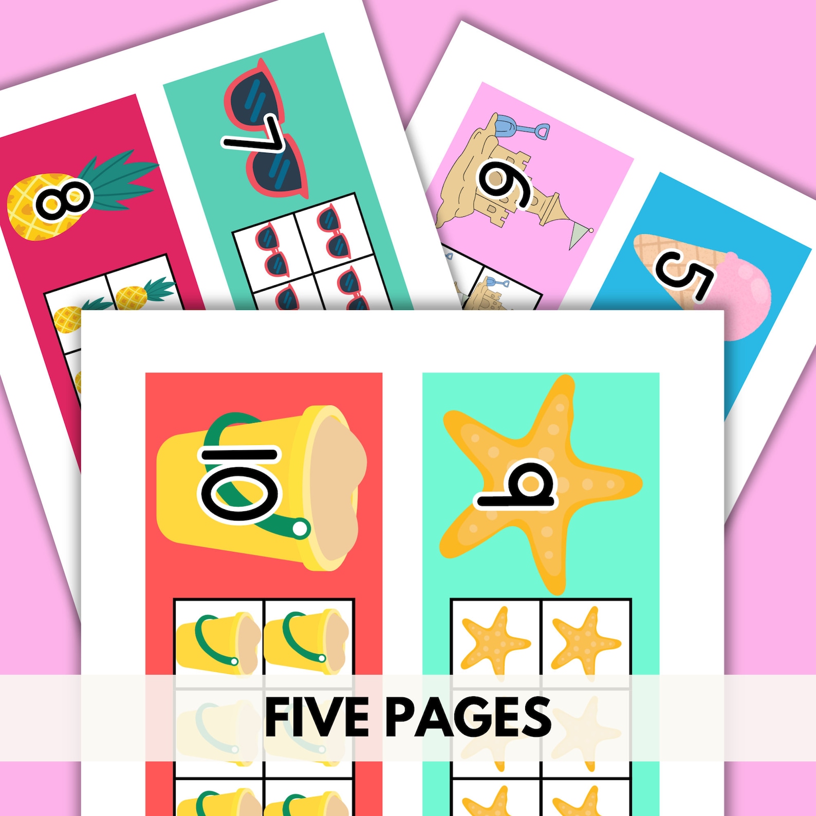 Printable Summer Themed Counting Activity for Preschoolers, Counting ...