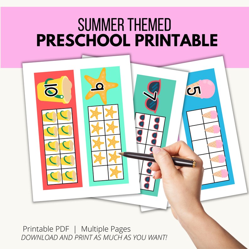 Printable Summer Themed Counting Activity for Preschoolers, Counting ...