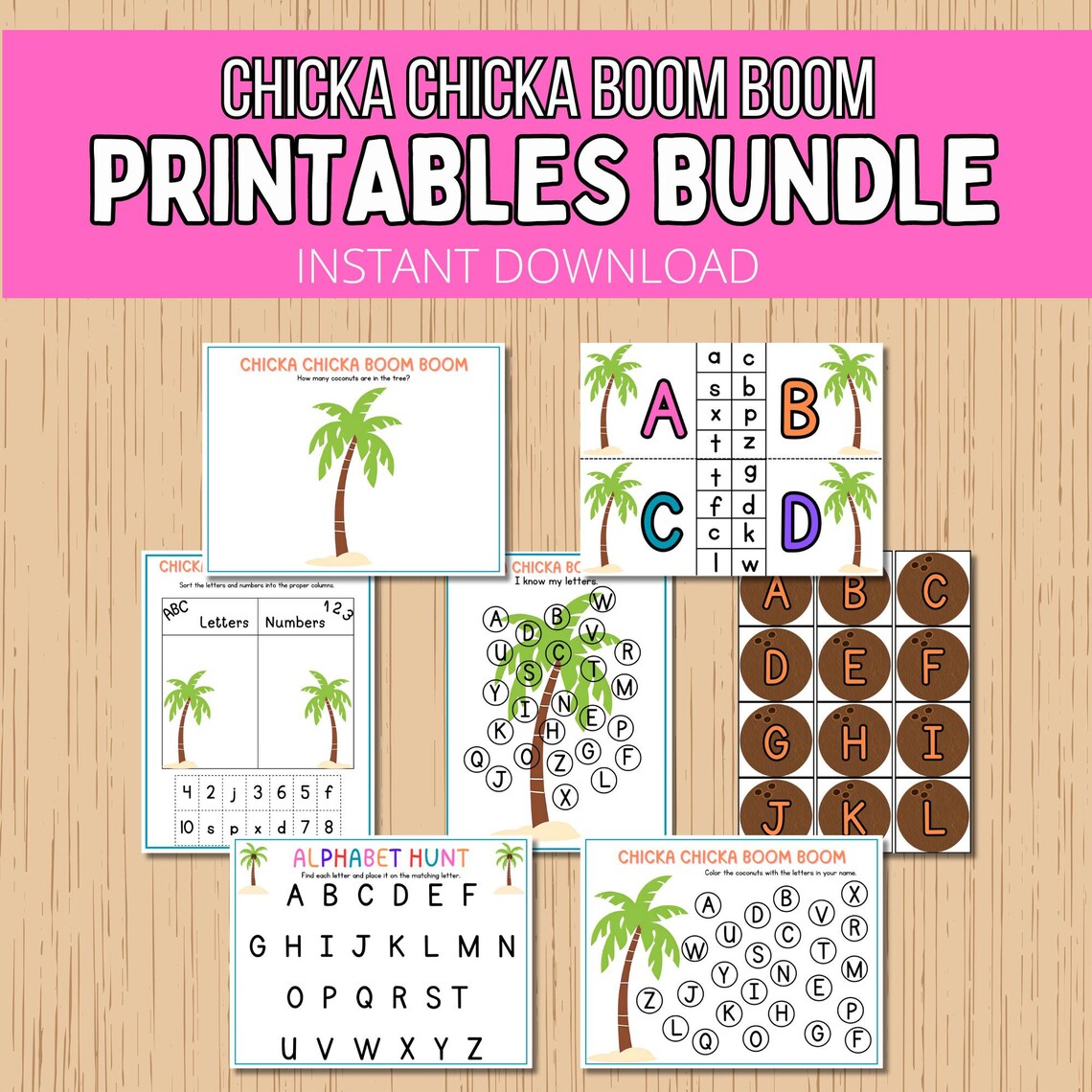 Chicka Chicka Boom Boom Printable Activities Bundle, Preschool ...