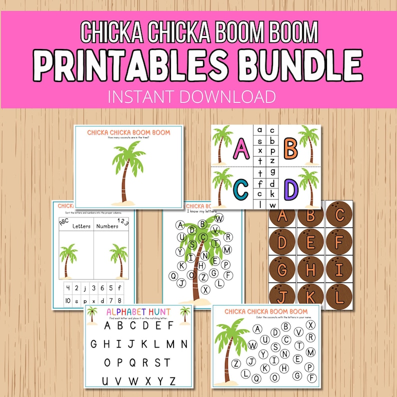 Chicka Chicka Boom Boom Printable Activities Bundle, Preschool ...