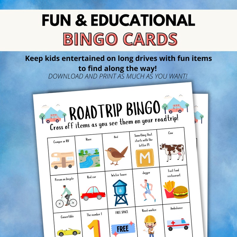 Road Trip Bingo, Printable Bingo Cards, Scavenger Hunt for Kids, Road ...