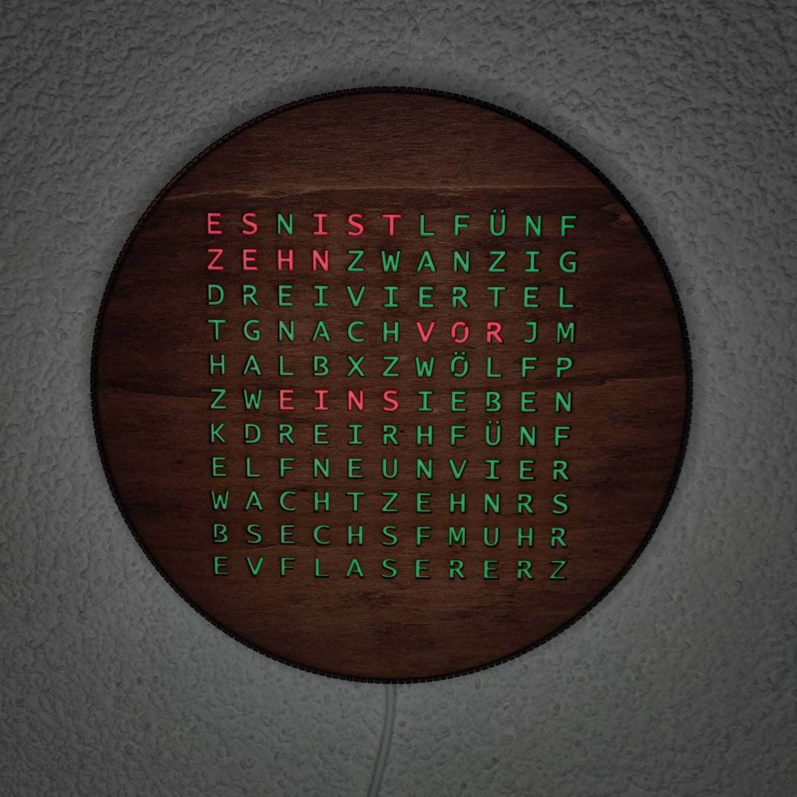 Wort-Uhr "smart" mehr farbige LEDs mit WiFi / Wordclock (Teak) - Etsy.de