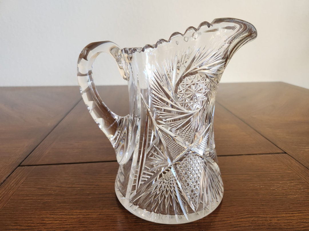 ABP Antique American Brilliant Period Cut Glass Crystal Water Pitcher ...