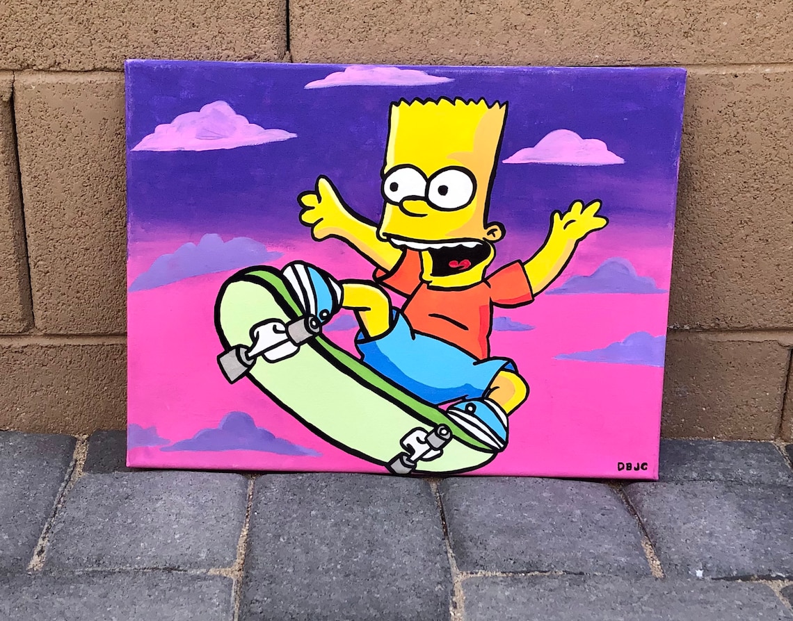 Bart Simpson Acrylic Painting 12x16 Inch Canvas | Etsy