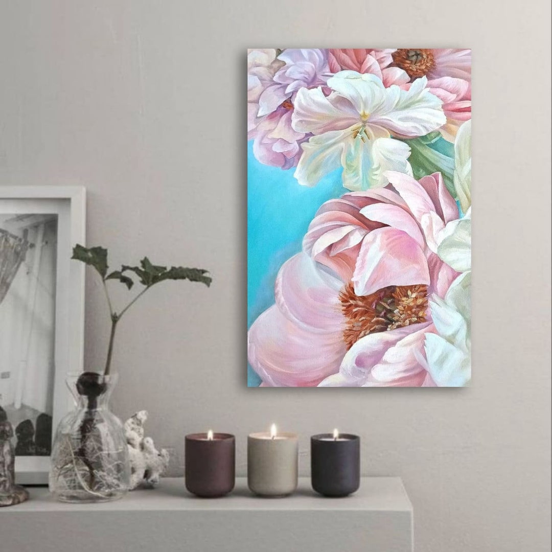 Peony Oil Painting Original Coquette room decor Flower Birthday Gift ...