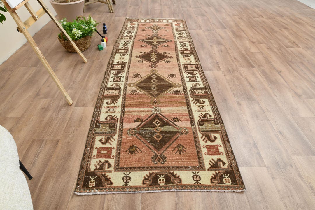 3x8 Ft Vintage Turkish Runner, Hallway Rug, Oushak Runner, 3x8 Rug for ...