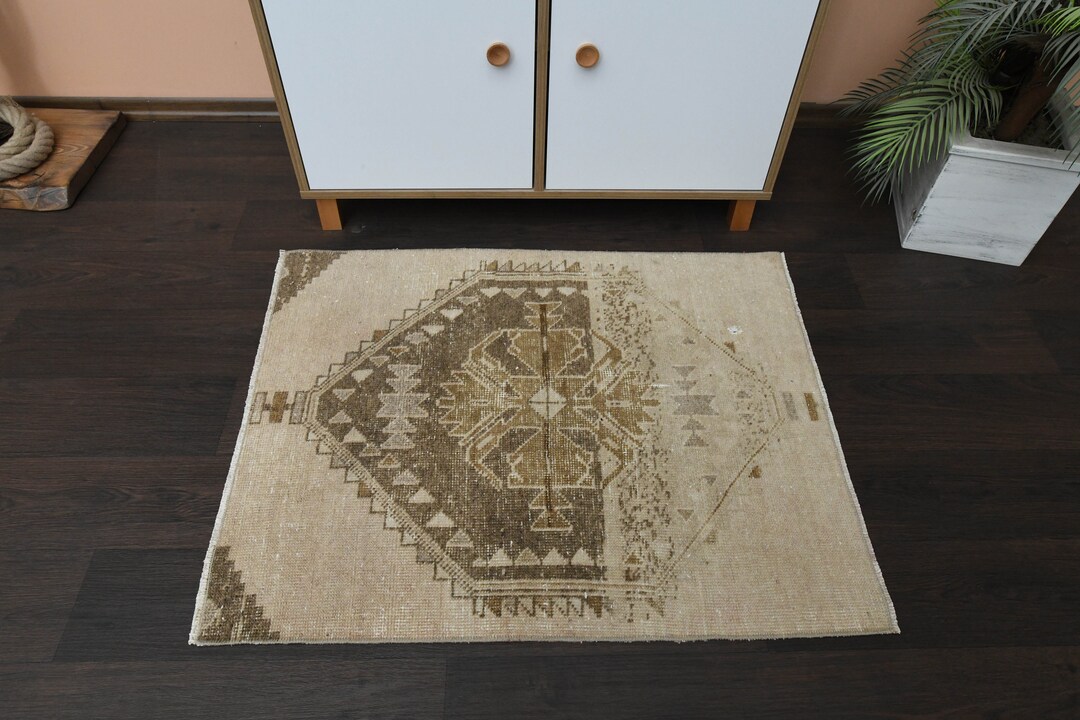 2.6x3.3 Ft Turkish Vintage Small Rug, Bath Mat, Bathroom Rug, Kitchen ...