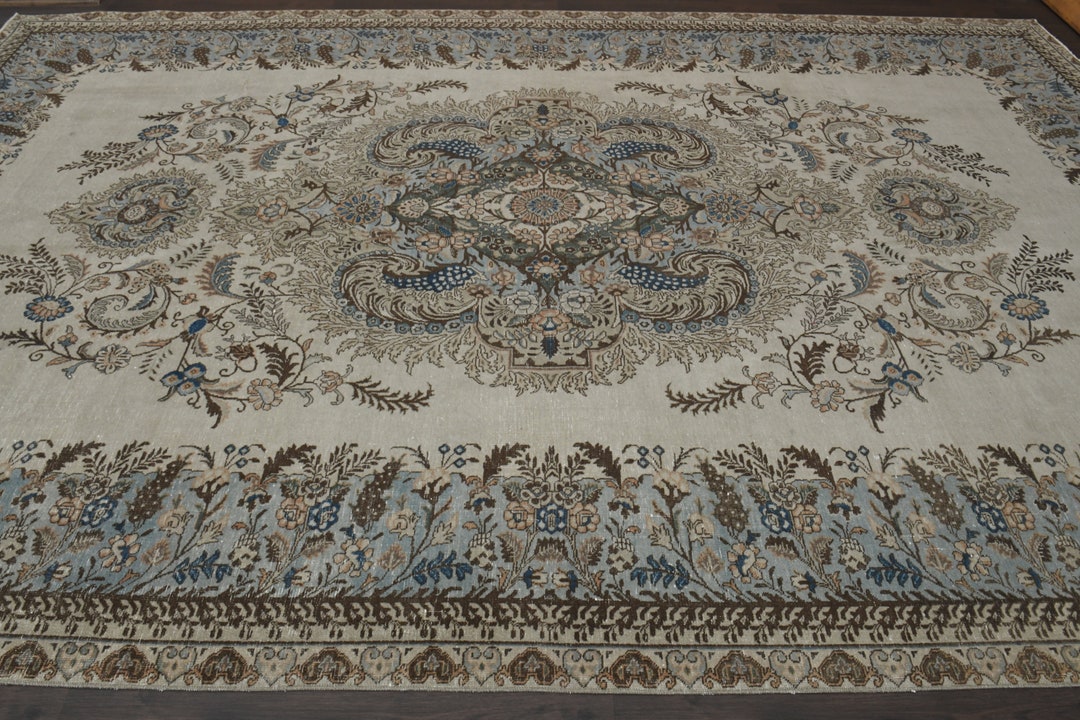 10x15 BEIGE BLUE GREEN, Turkish Rug, Vintage Rug, Area Rug, Oversized ...
