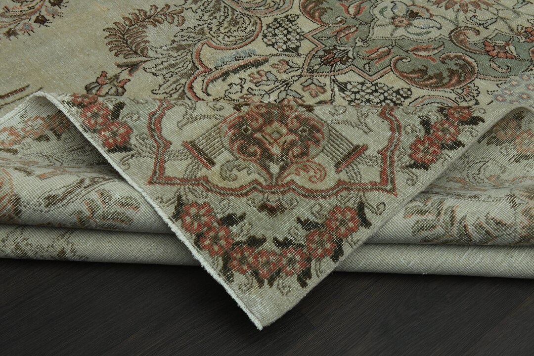 9x13 Biege Green Oversized Rug, Unique Medallion Rug, 9x13 Vintage Rug ...