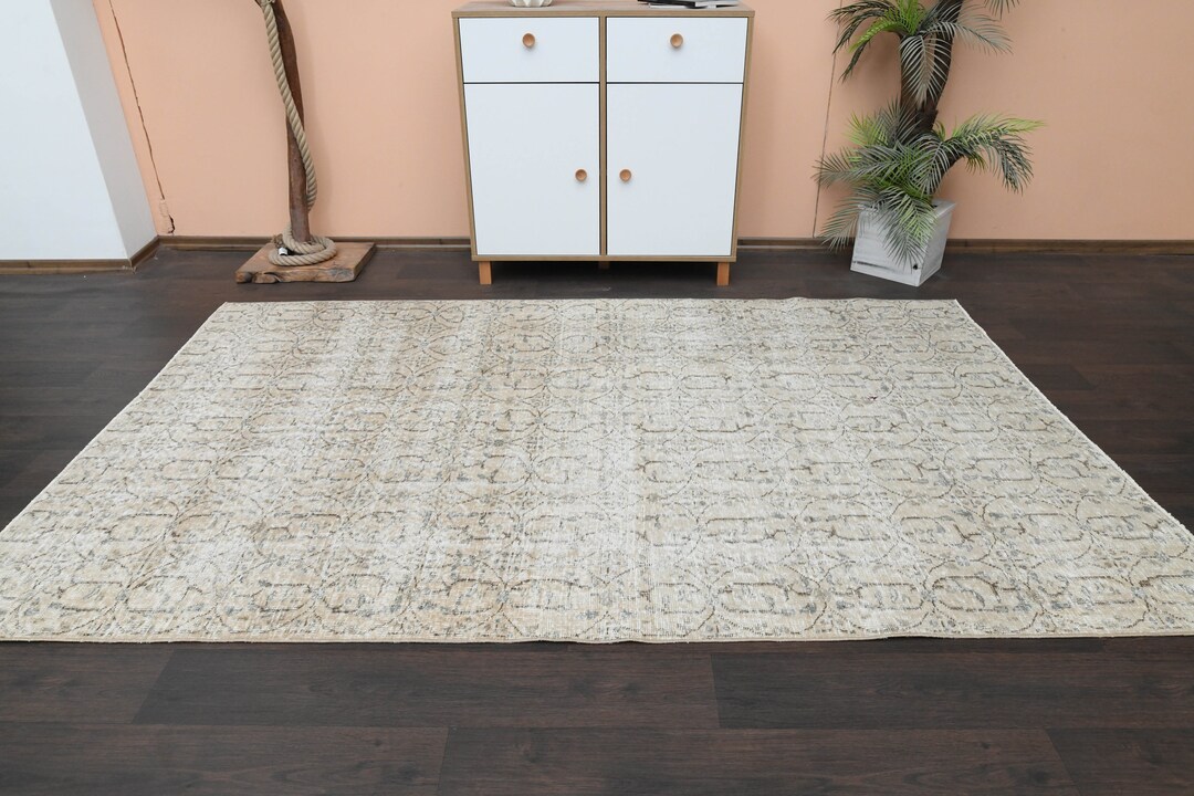 5x9 TURKISH HANDMADE AREA Rug, Distressed Orange Brown Rug, Oushak Rug ...