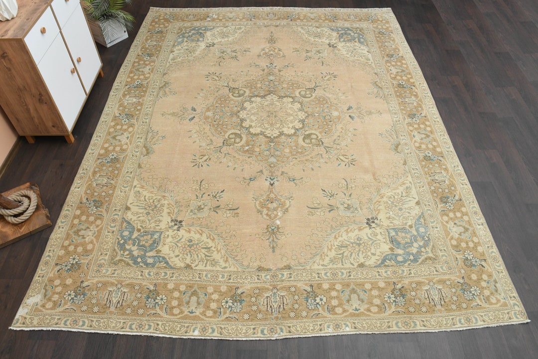 10x12 Orange Green Oversized Rug, Handmade Red Green Vintage Rug, 10x12 ...