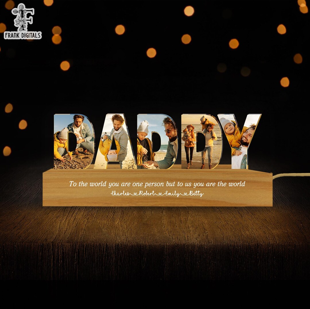 Personalized Dad Photo Collage Night Light, Dad Acrylic LED Night Light ...