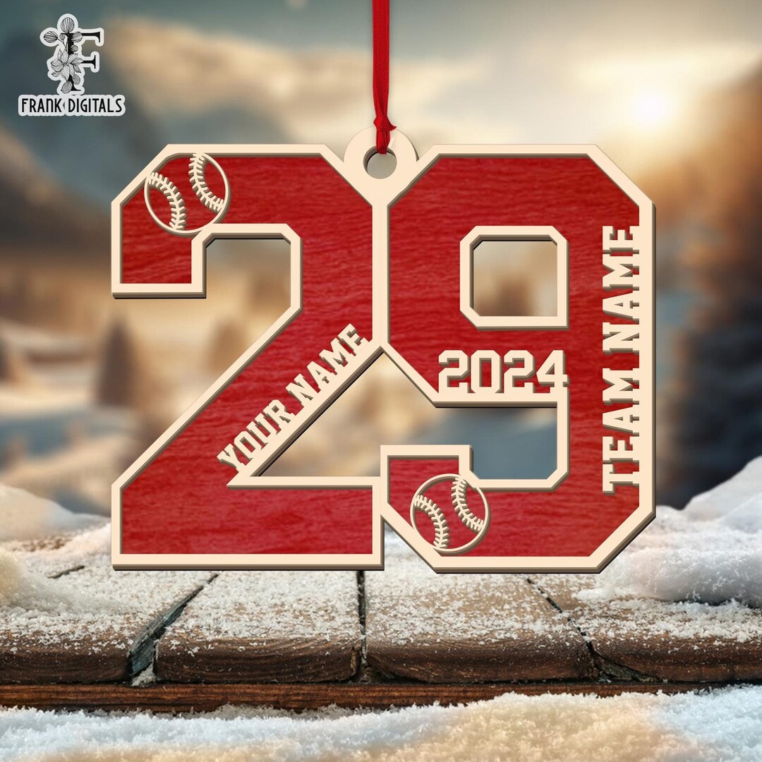 Custom Baseball Player Number 3D Ornament, Personalized Baseball Team ...