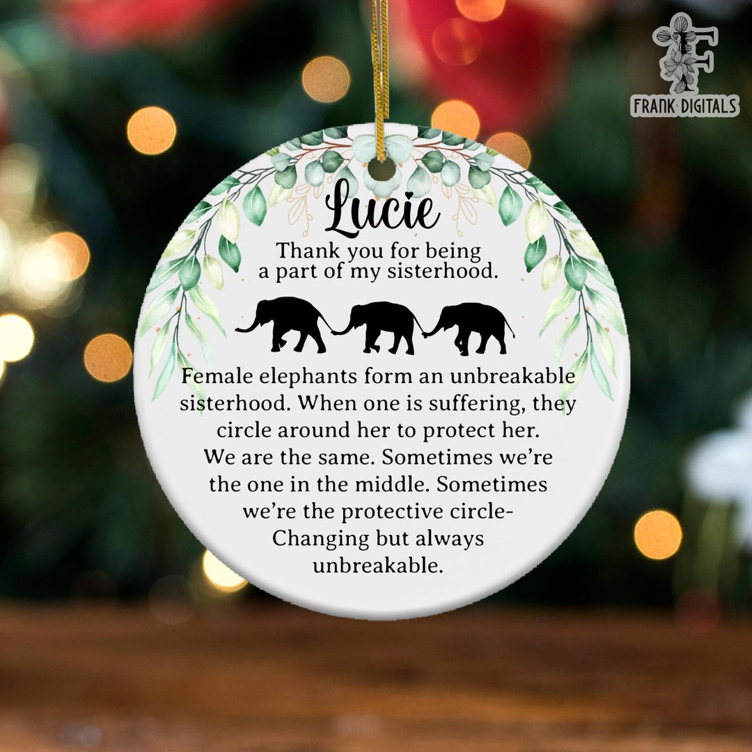 Custom Elephant Friendship Ornament, Elephant Sisterhood Ornament ...