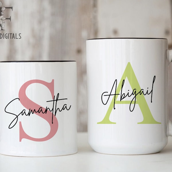 Initial Mugs - Etsy
