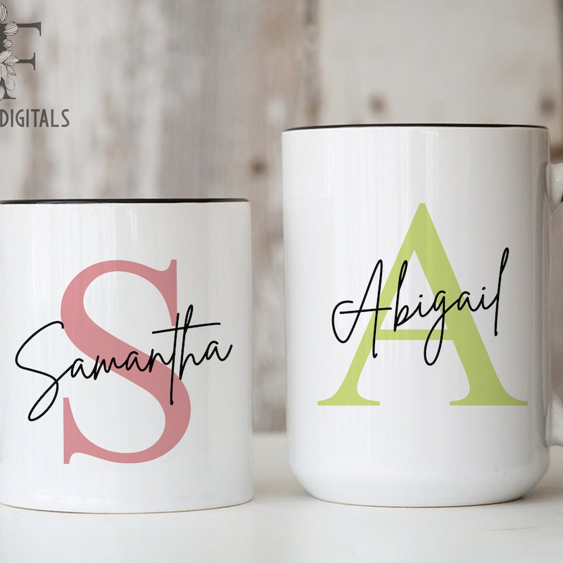 Initial Mugs - Etsy