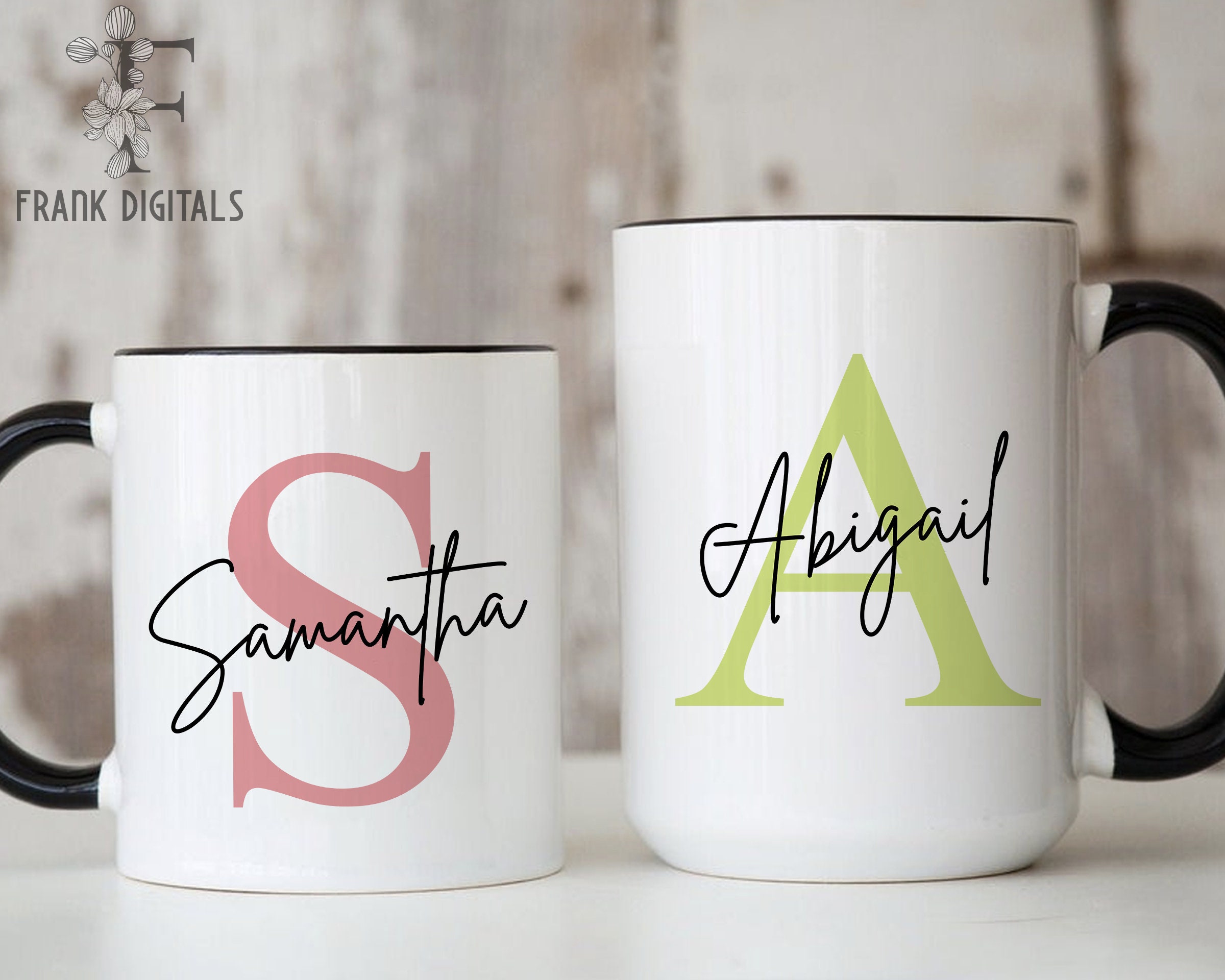 Initial Mug Personalised Name Mug Customised Mug Colour | Etsy
