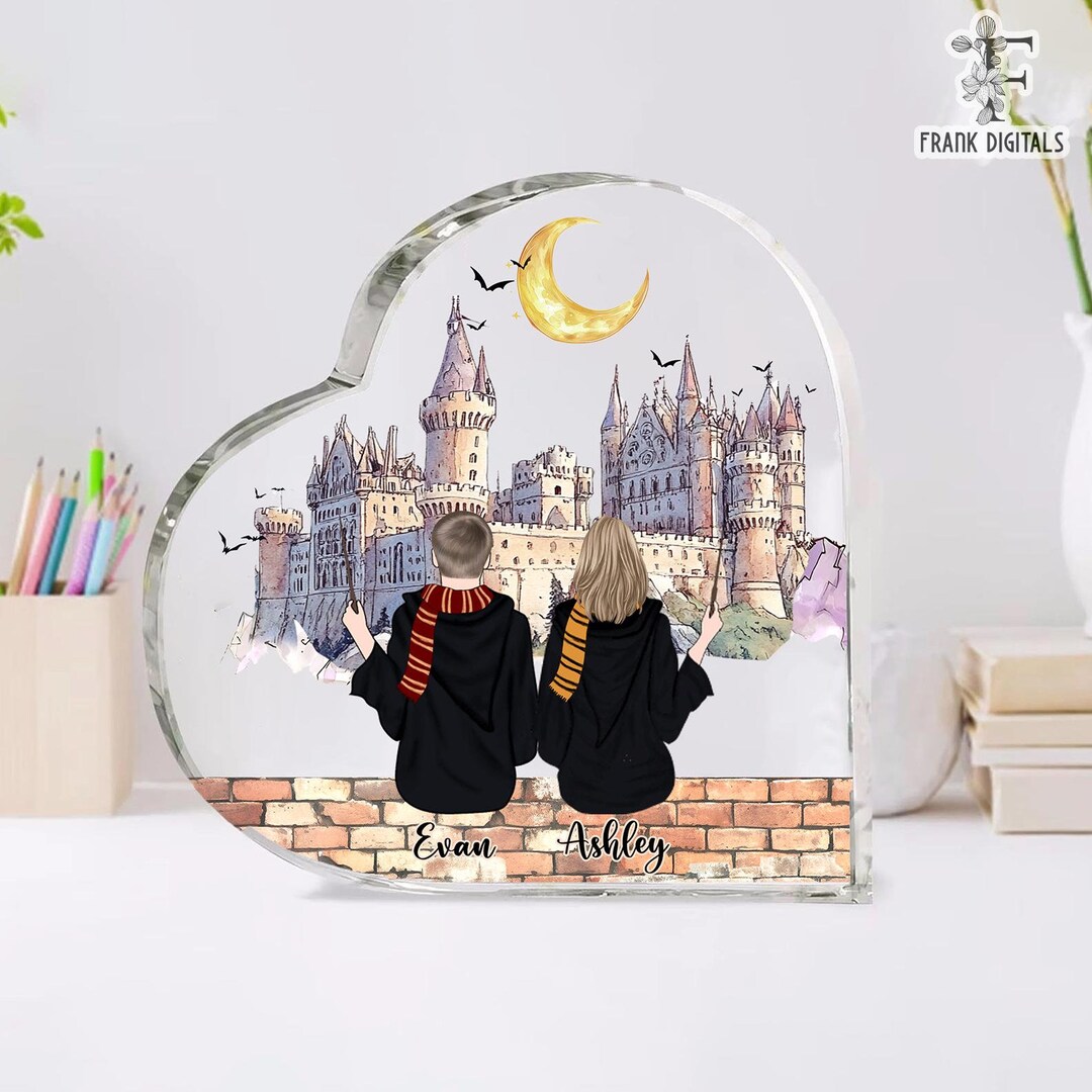 Personalized Wizard Couple Heart Acrylic Block, Wedding Gift ...
