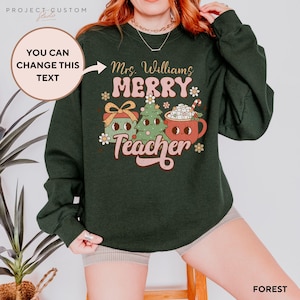 Custom Christmas Kindergarten Teacher Sweatshirt Cute Christmas ...