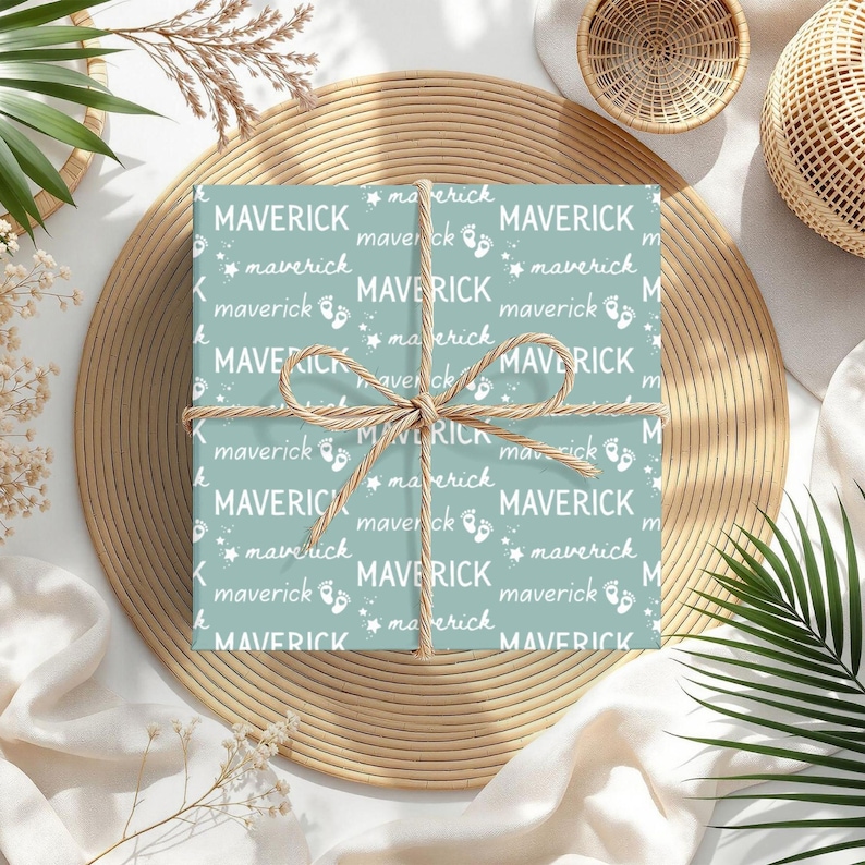 Custom Name Baby Shower Gift Wrap Gender Neutral, Personalized Baby ...