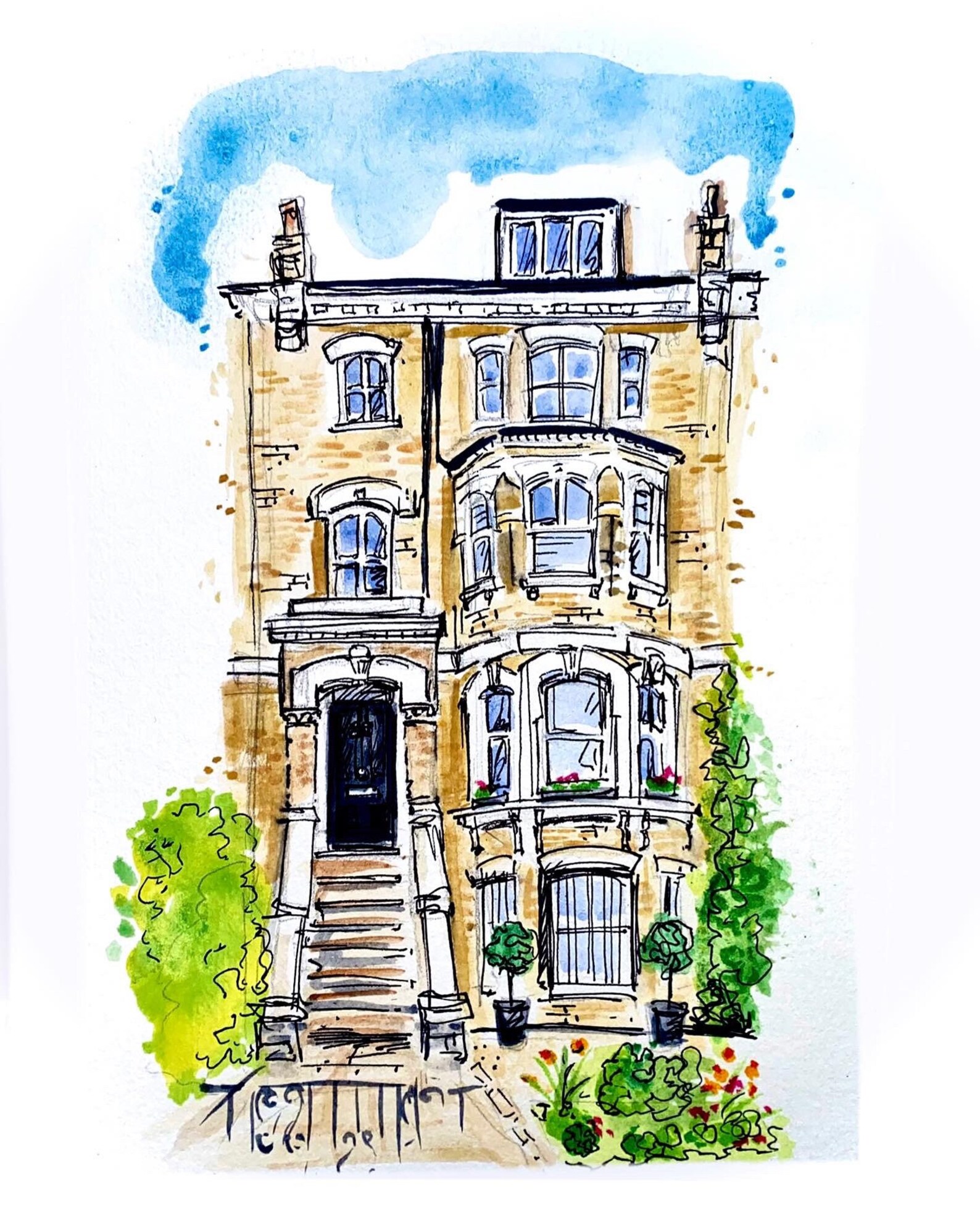 Custom House Portrait Hand Painted House Housewarming Gift - Etsy