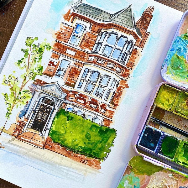 Custom House Portrait - Etsy