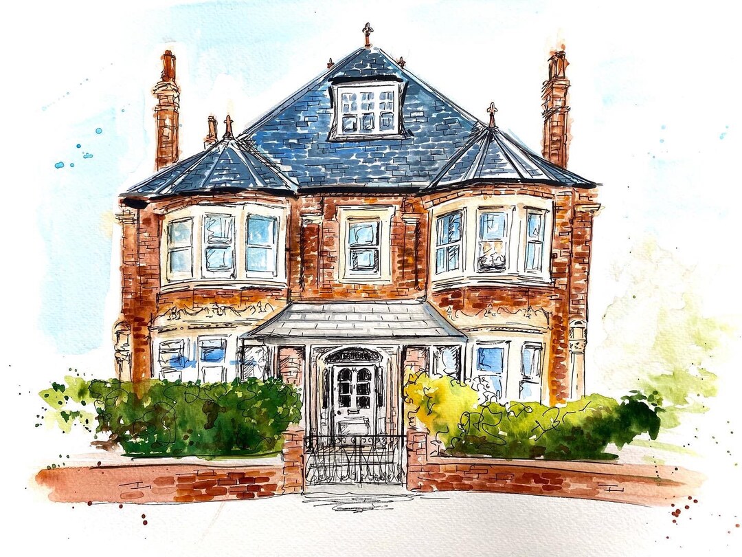 Custom Hand Painted House Portrait, House Illustration, Housewarming ...