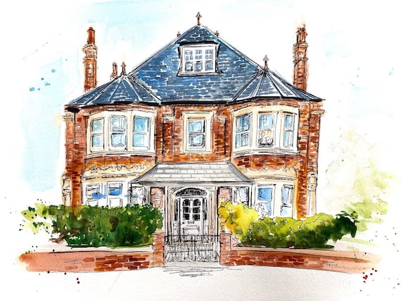 Custom Hand Painted House Portrait House Illustration | Etsy