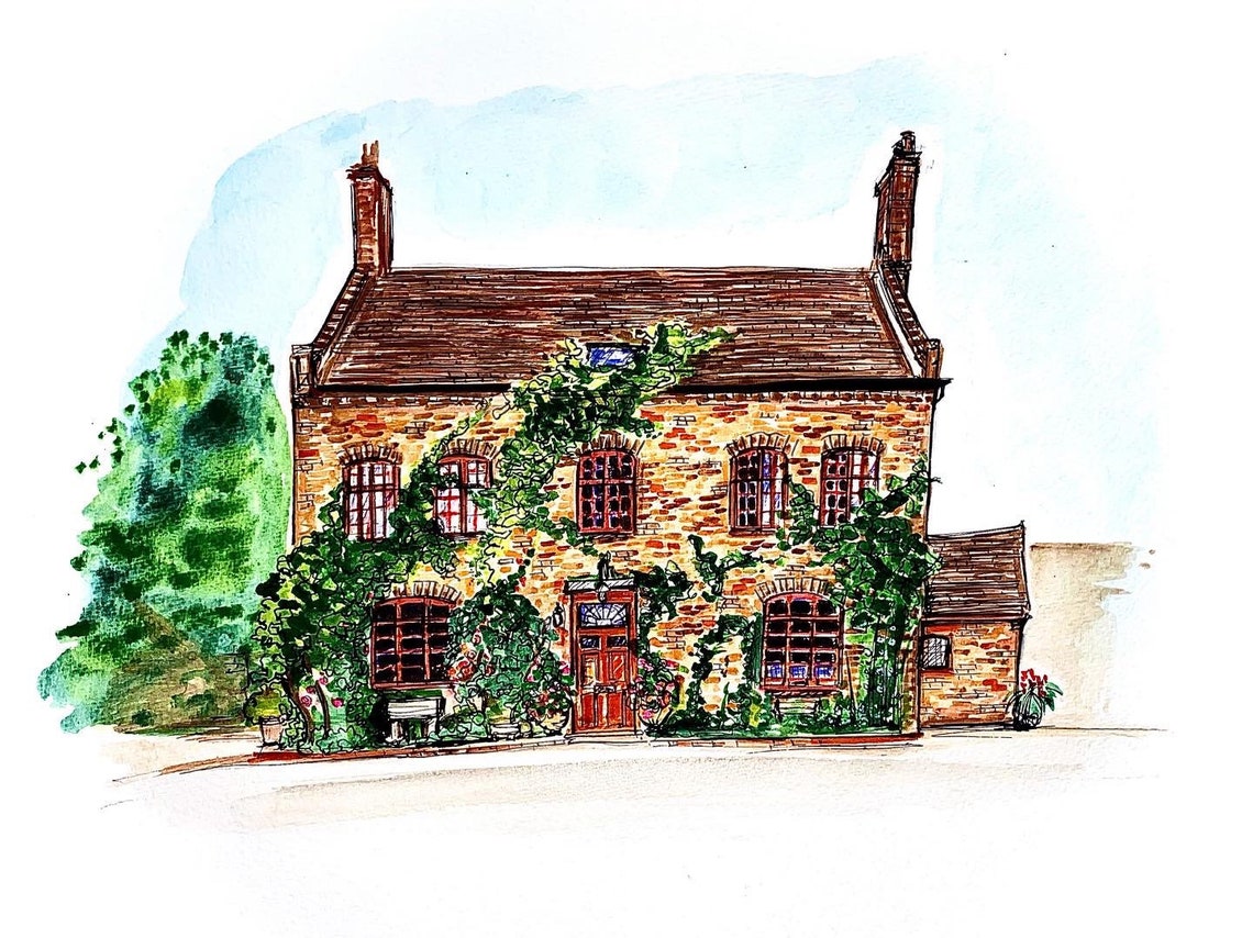 Custom House Portrait, Hand Painted House, Housewarming Gift, First ...