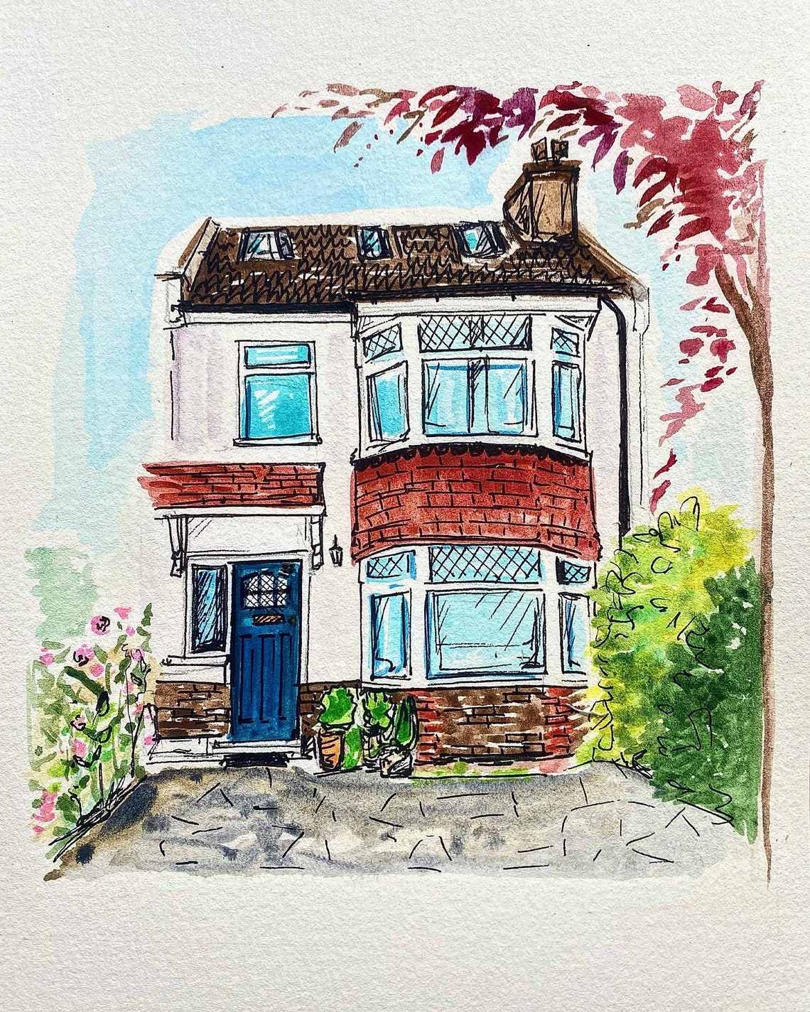 Custom House Portrait, Hand Painted, Housewarming Gift, First Home ...