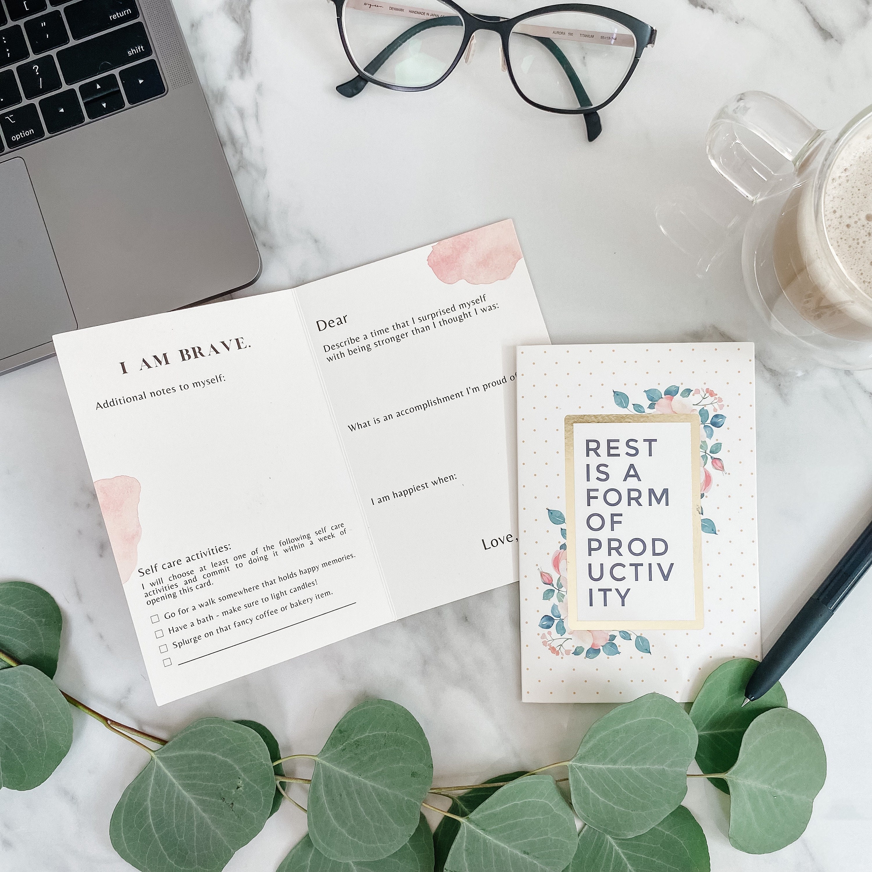 Adult Self-care Greeting Card Set: Mini Journal Style Self Love Cards ...