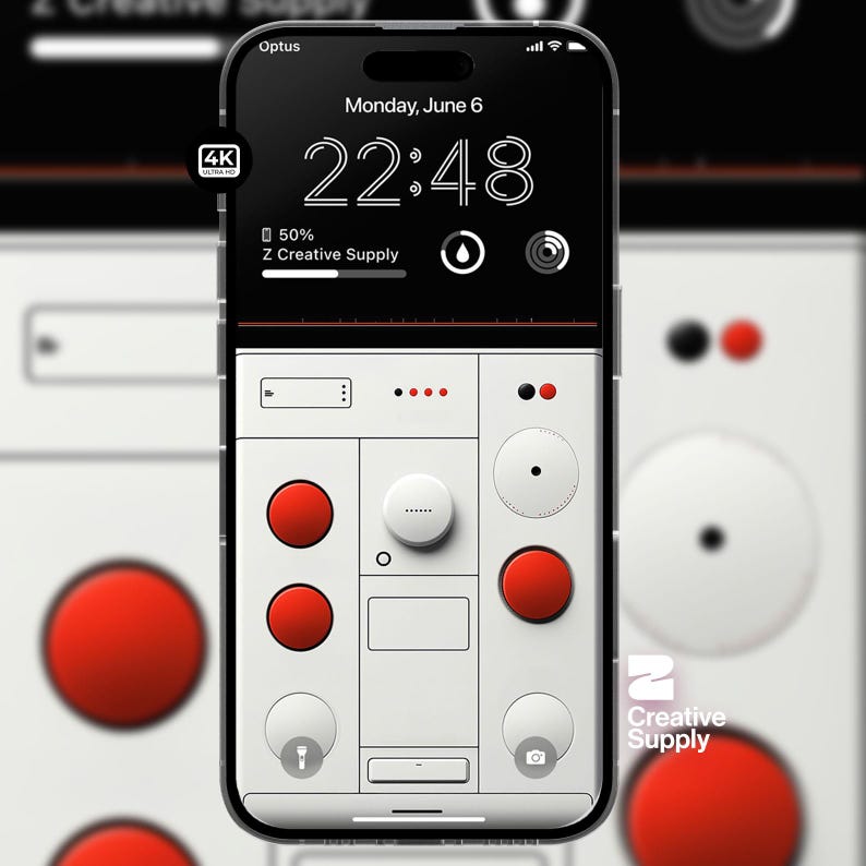 Minimal iPhone Wallpaper | Retro Tech Panel Futuristic Design, Digital ...