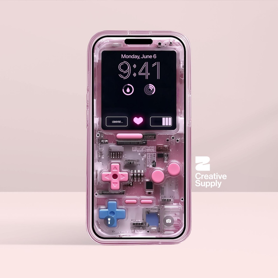 Pink Transparent Game Console Phone Wallpaper: Retro Circuit Board Art ...
