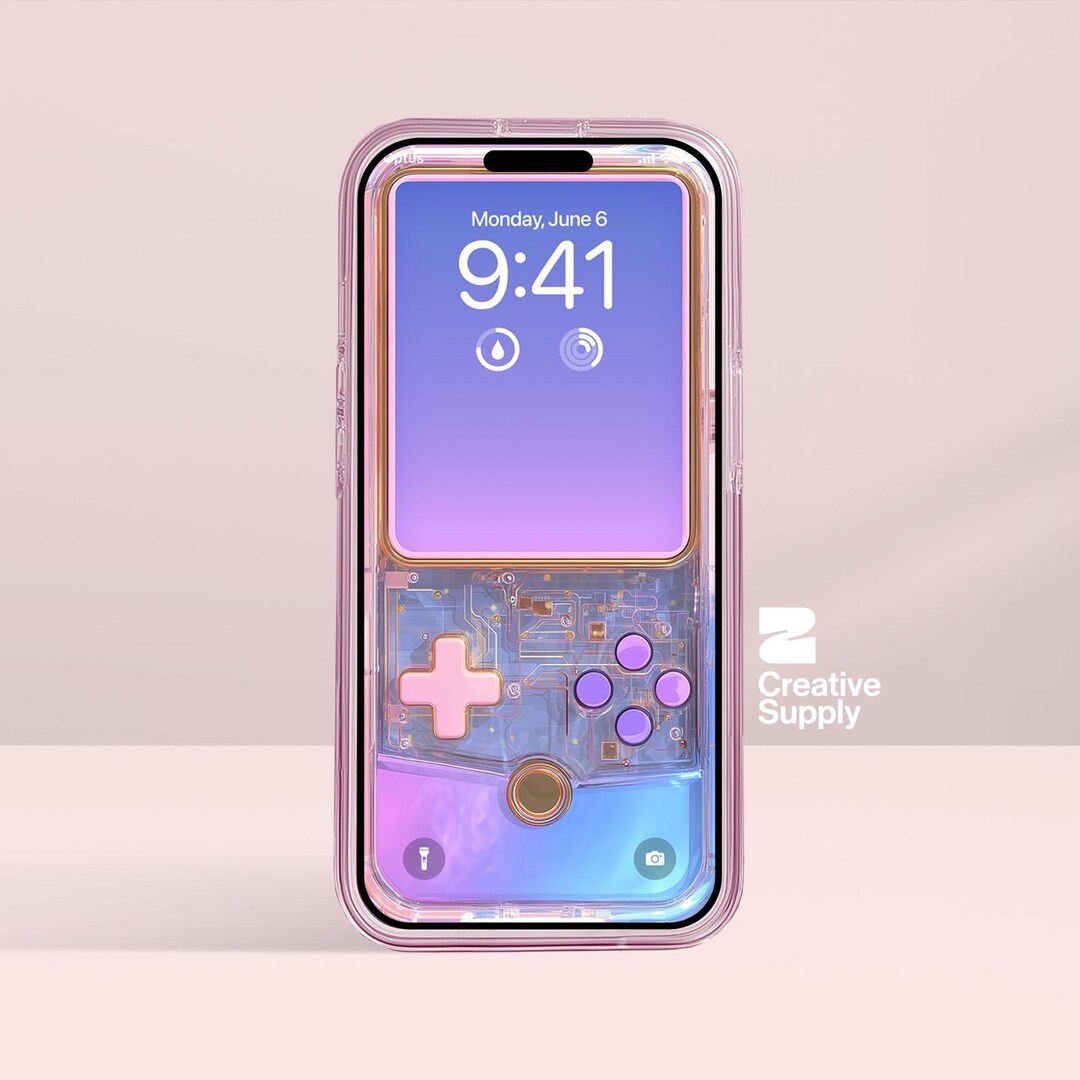 Iridescent Gradient Game Console Wallpaper| Transparent Pink Purple ...