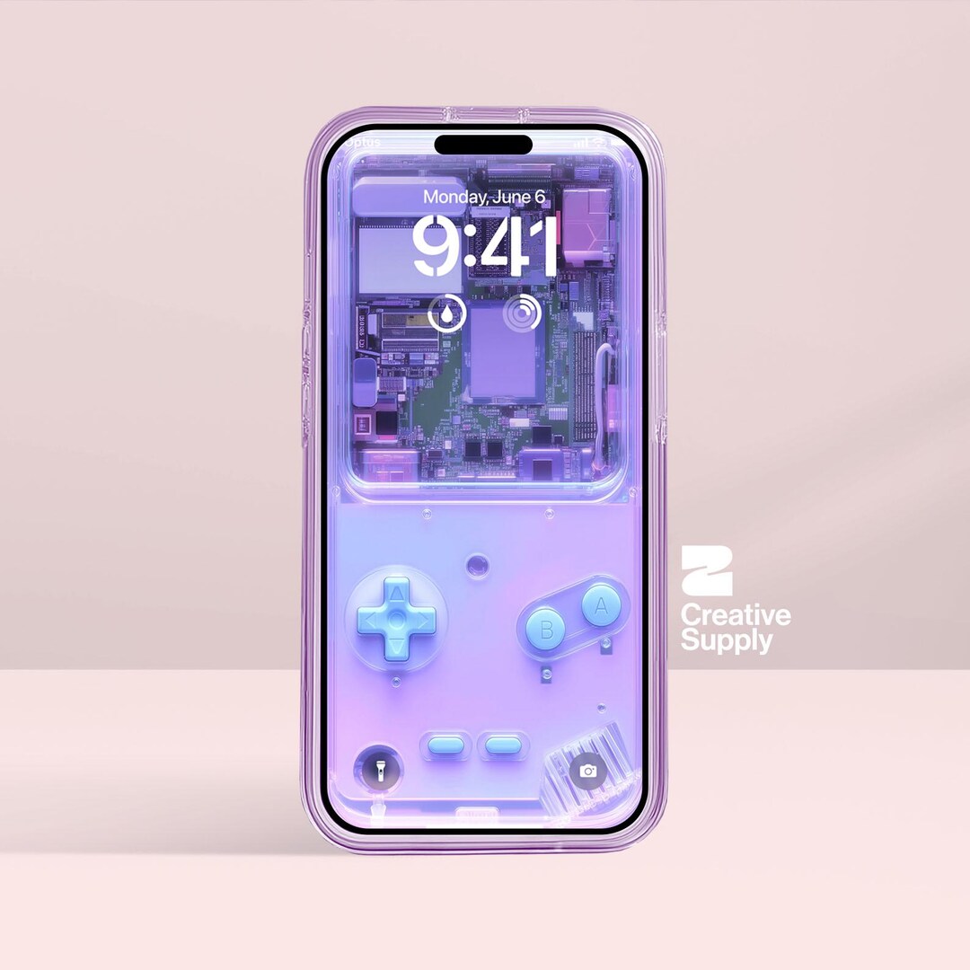 Purple Retro Game Console Wallpaper Realistic Transparent Digital Art ...