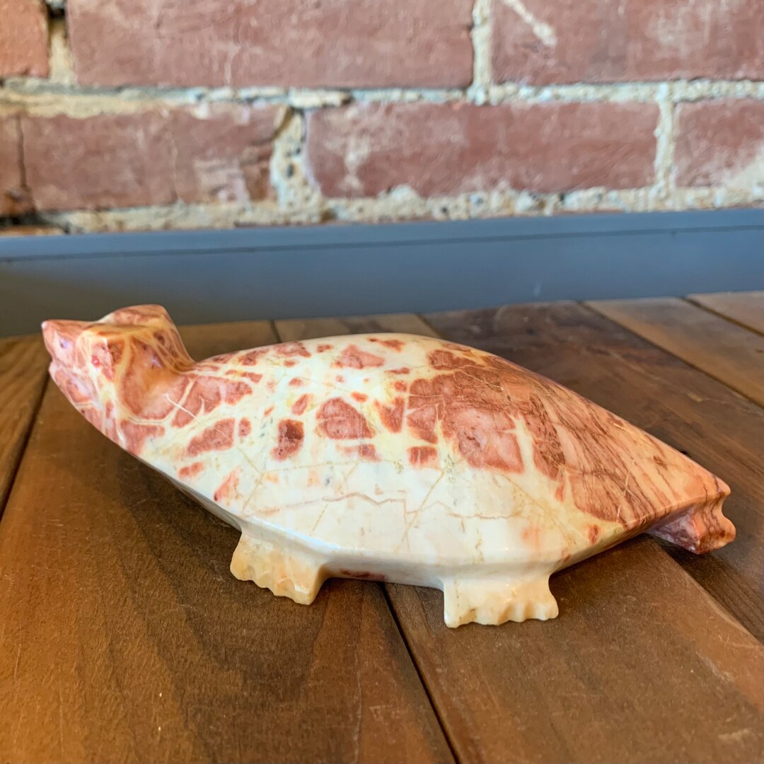 Vintage Carved Stone Turtle Figurine Sculpture Retro Acquatic Pond ...