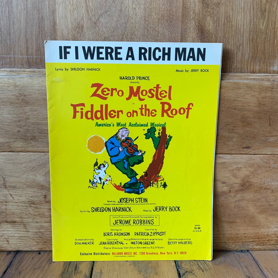 Vintage Sheet Music If I Were a Rich Man Fiddler on the Roof Zero ...